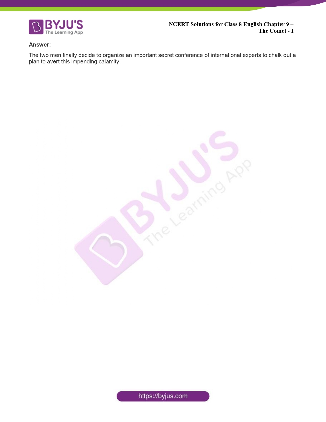 NCERT Solutions for Class 8 English Chapter 9 - The Comet - I | Free ...