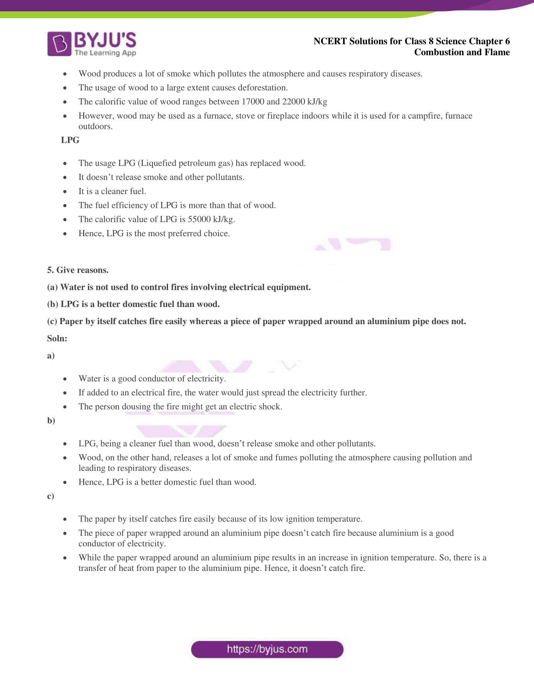 NCERT Solutions For Class 8 Science Chapter 6 Combustion And Flame NCERT Solutions For Class 8 Science Chapter 6 Combustion And Flame