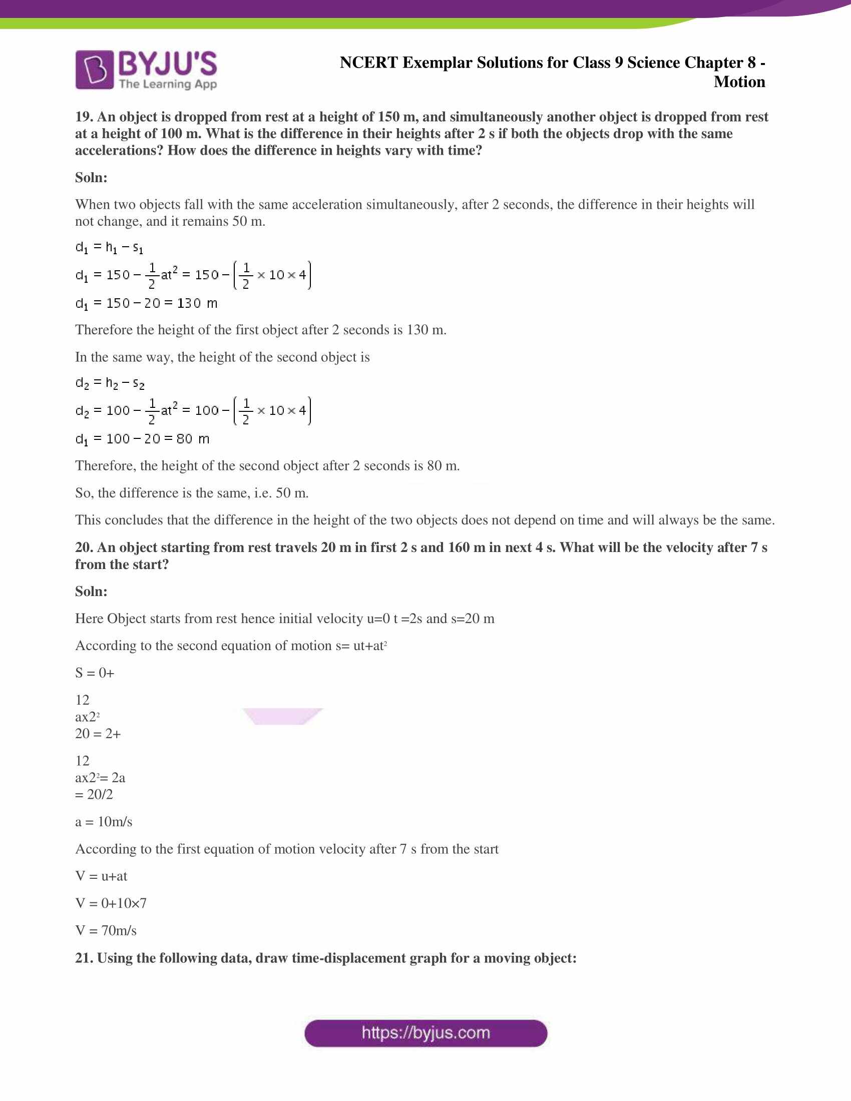 NCERT Exemplar Class 9 Science Solutions Chapter 8 Motion