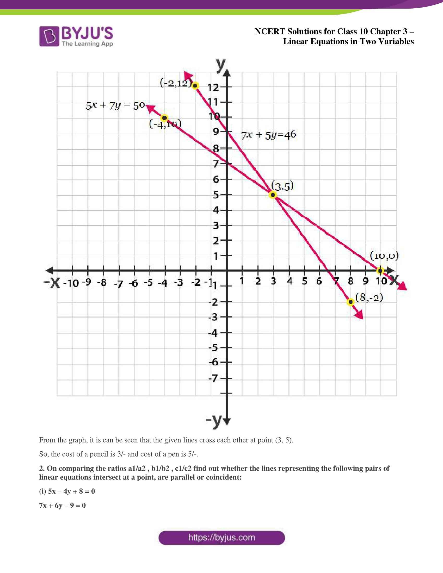 NCERT Solutions for Class 10 Maths Exercise 3.2 Chapter 3 - Linear ...