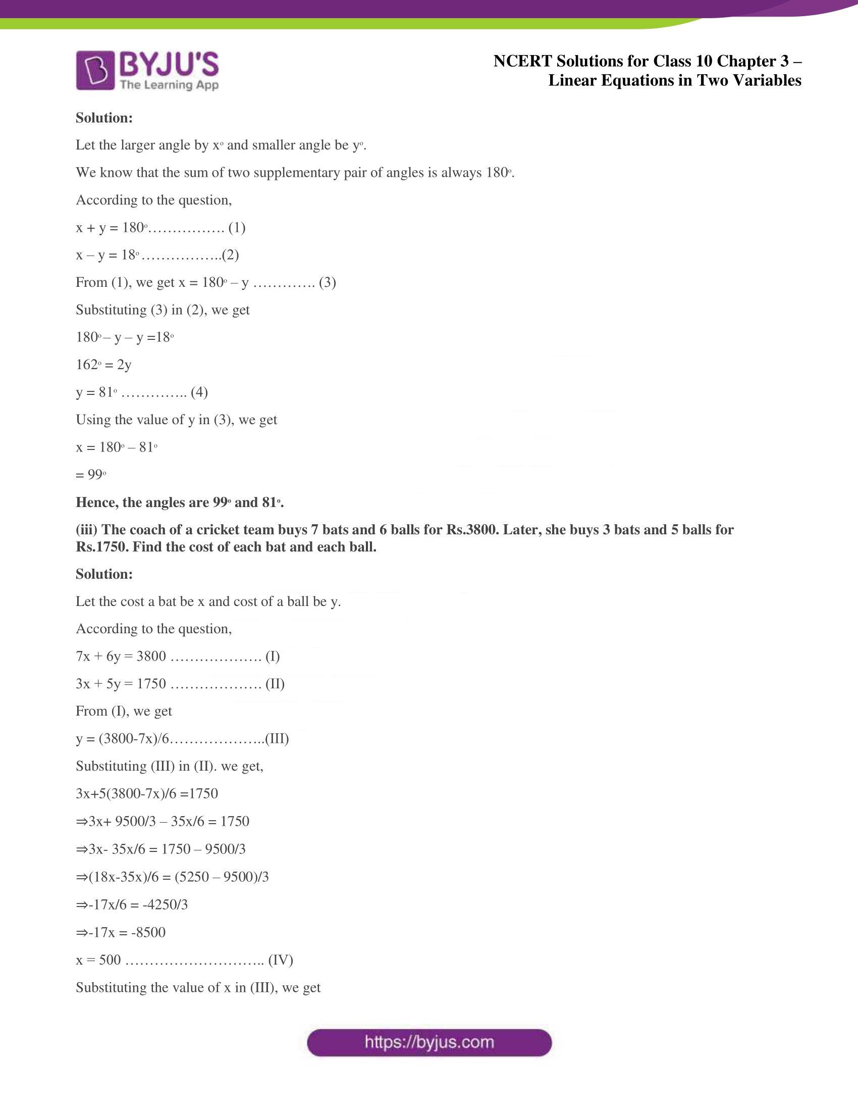 NCERT Solutions for Class 10 Maths Chapter 3 Pair of Linear Equations ...