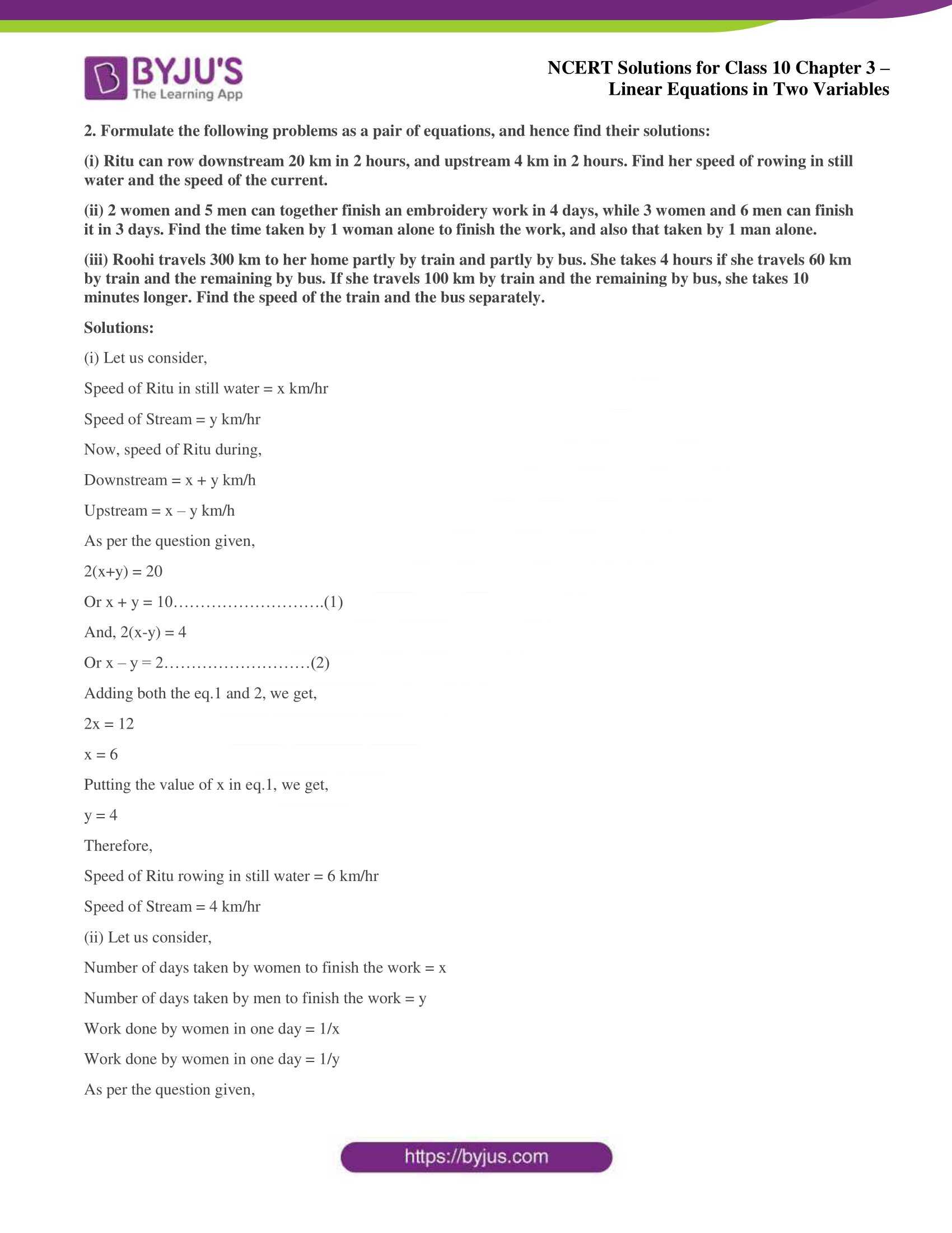NCERT Solutions for Class 10 Maths Exercise 3.6 Chapter 3 - Linear ...