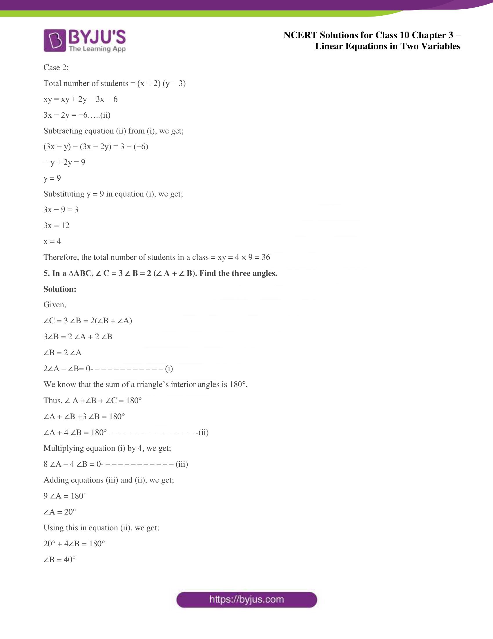 NCERT Solutions for Class 10 Maths Chapter 3 Pair of Linear Equations ...