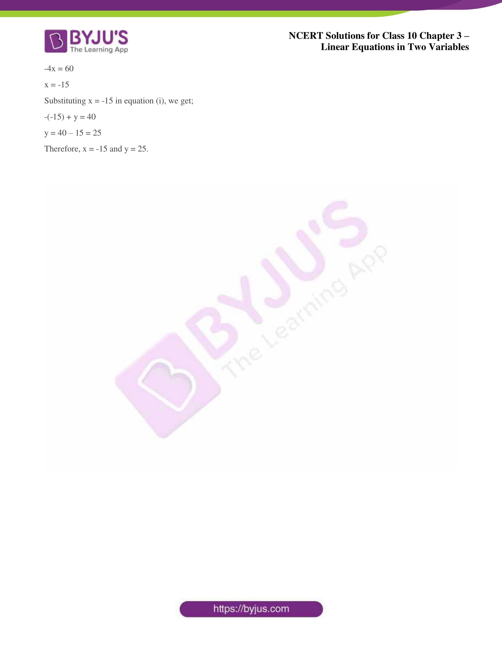 NCERT Solutions for Class 10 Maths Chapter 3 Pair of Linear Equations ...