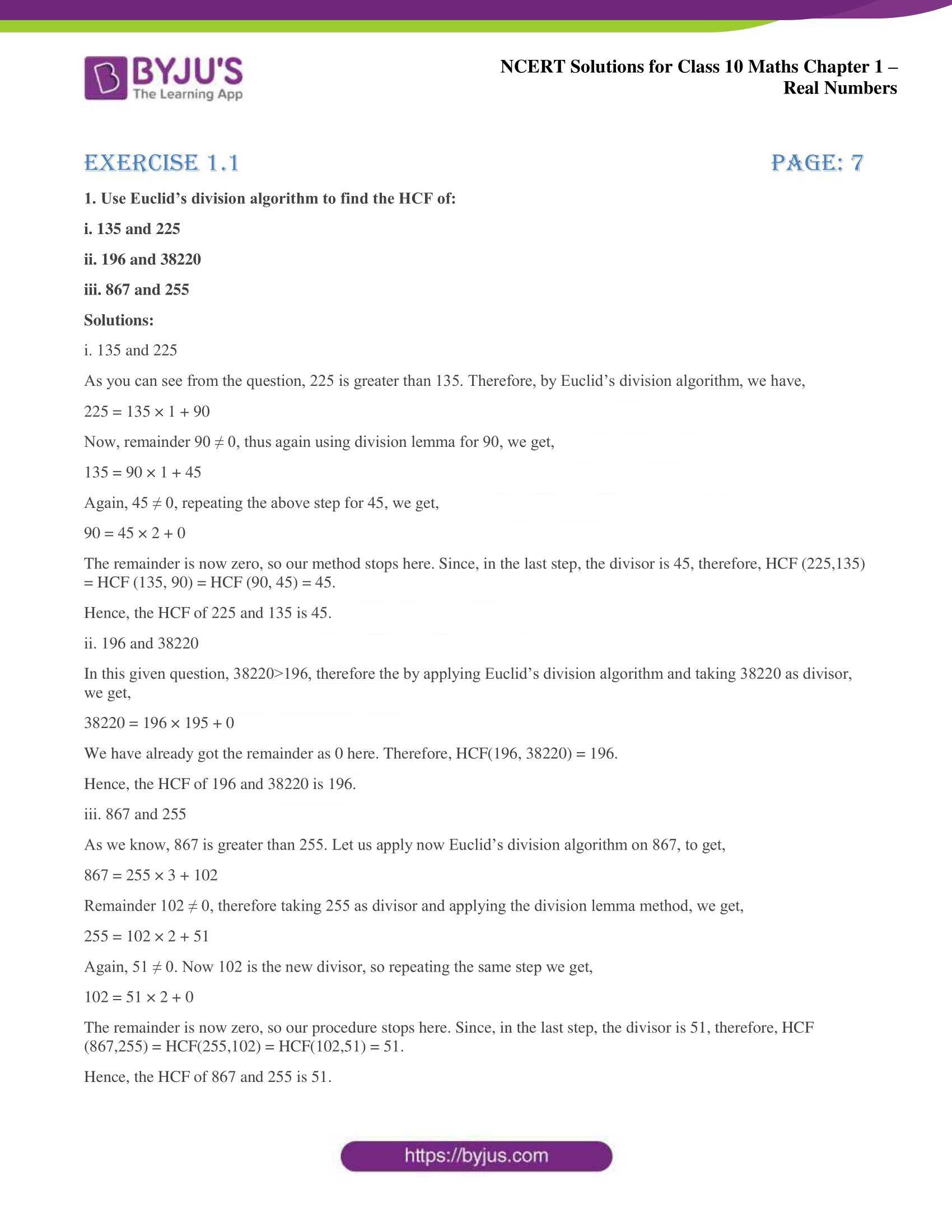 NCERT Solutions Class 10 Maths Chapter 1 Real Numbers Study Offline