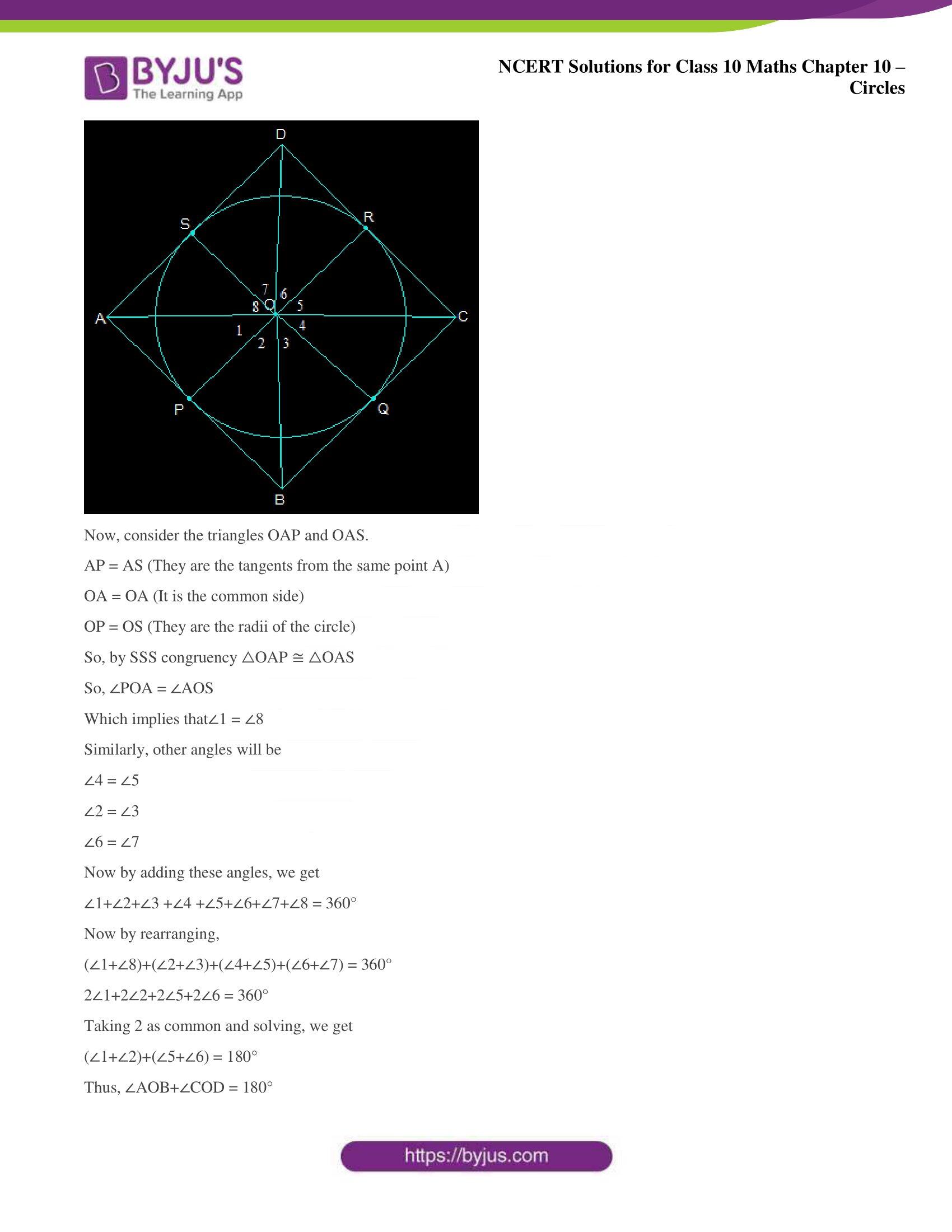 NCERT Solutions for Class 10 Maths Chapter 10 Circles