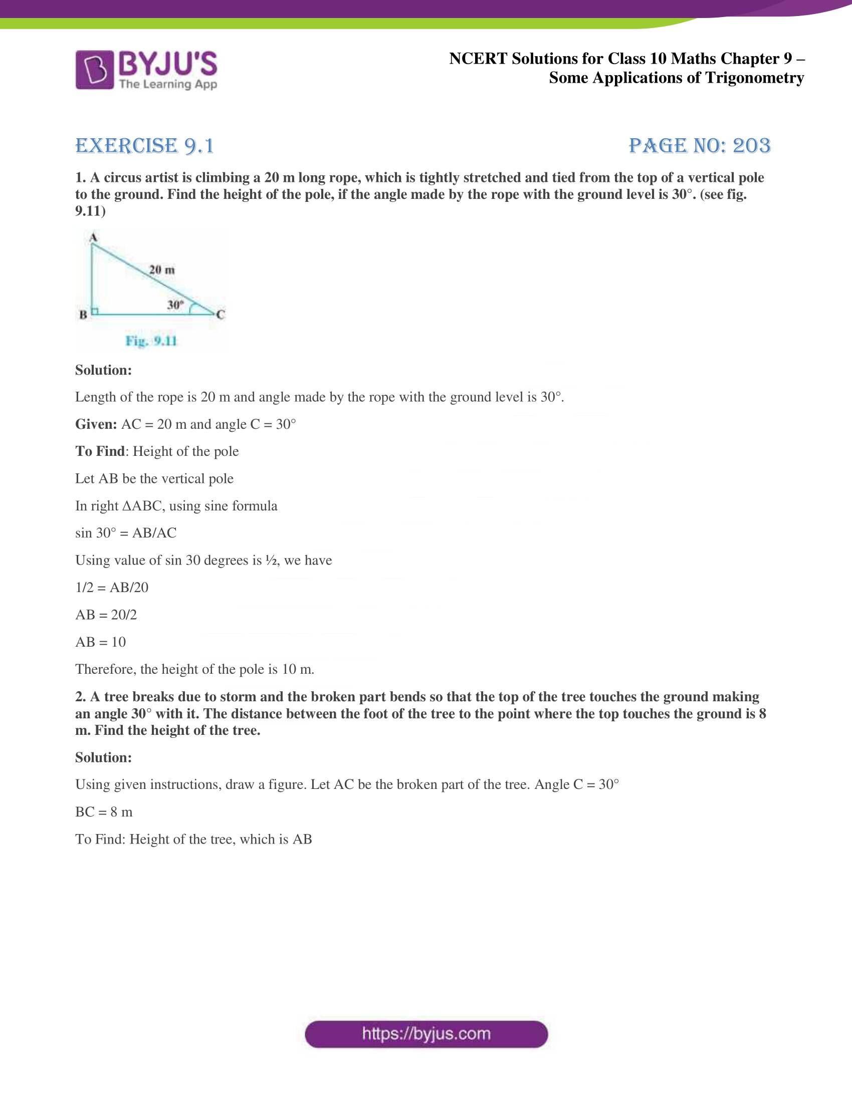 NCERT Solutions for Class 10 Maths Exercise 9.1 Chapter 9 Some ...