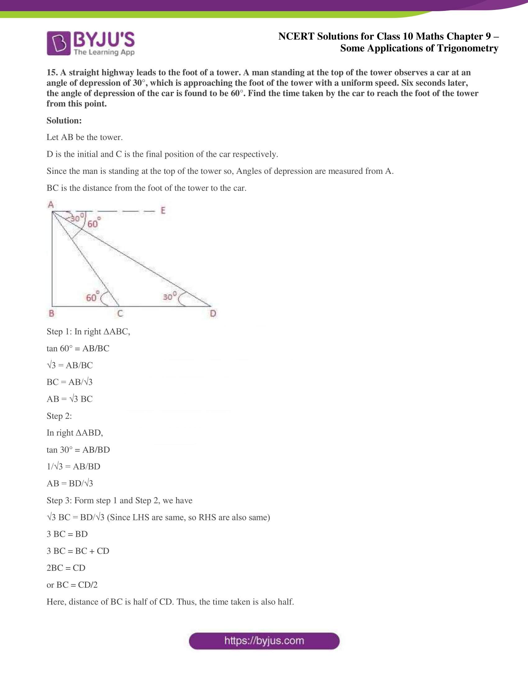 NCERT Solutions for Class 10 Maths Chapter 9 Some Applications of ...