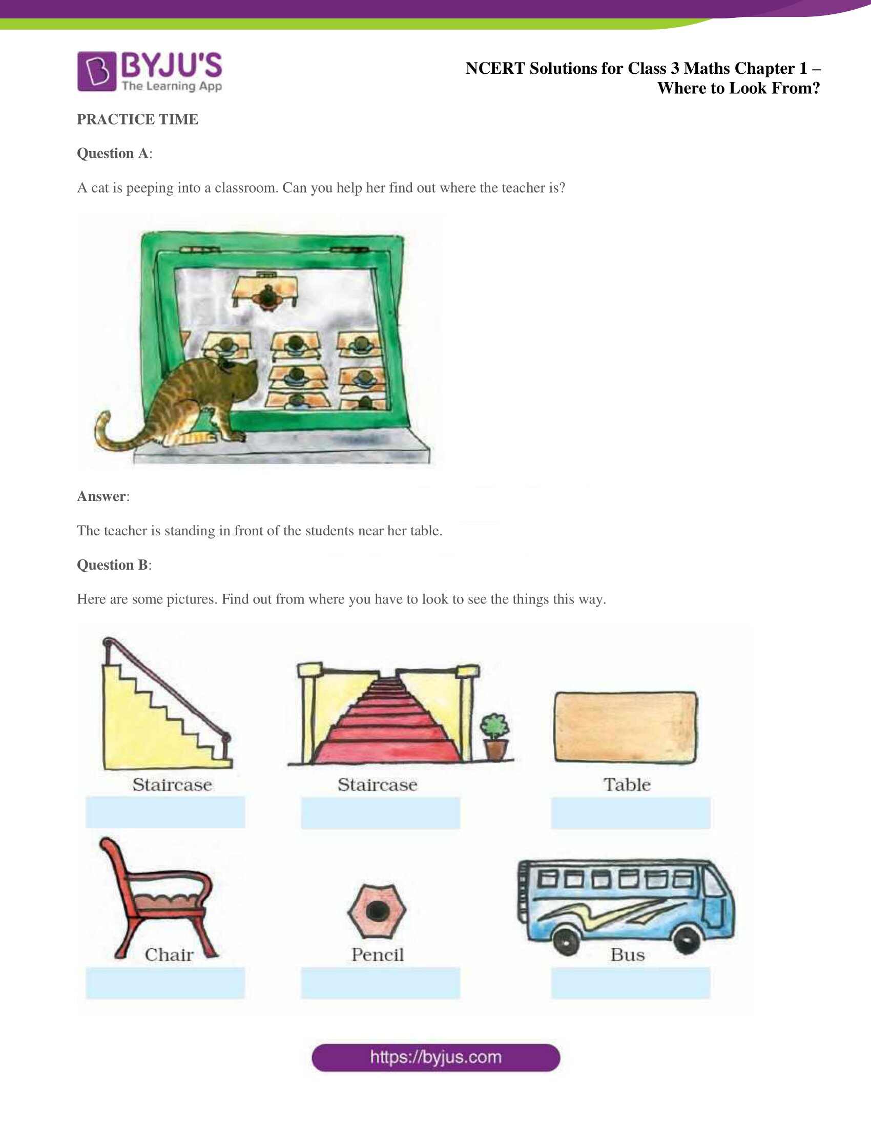 NCERT Solutions Class 3 Maths Chapter 1 Where To Look From PDF Download