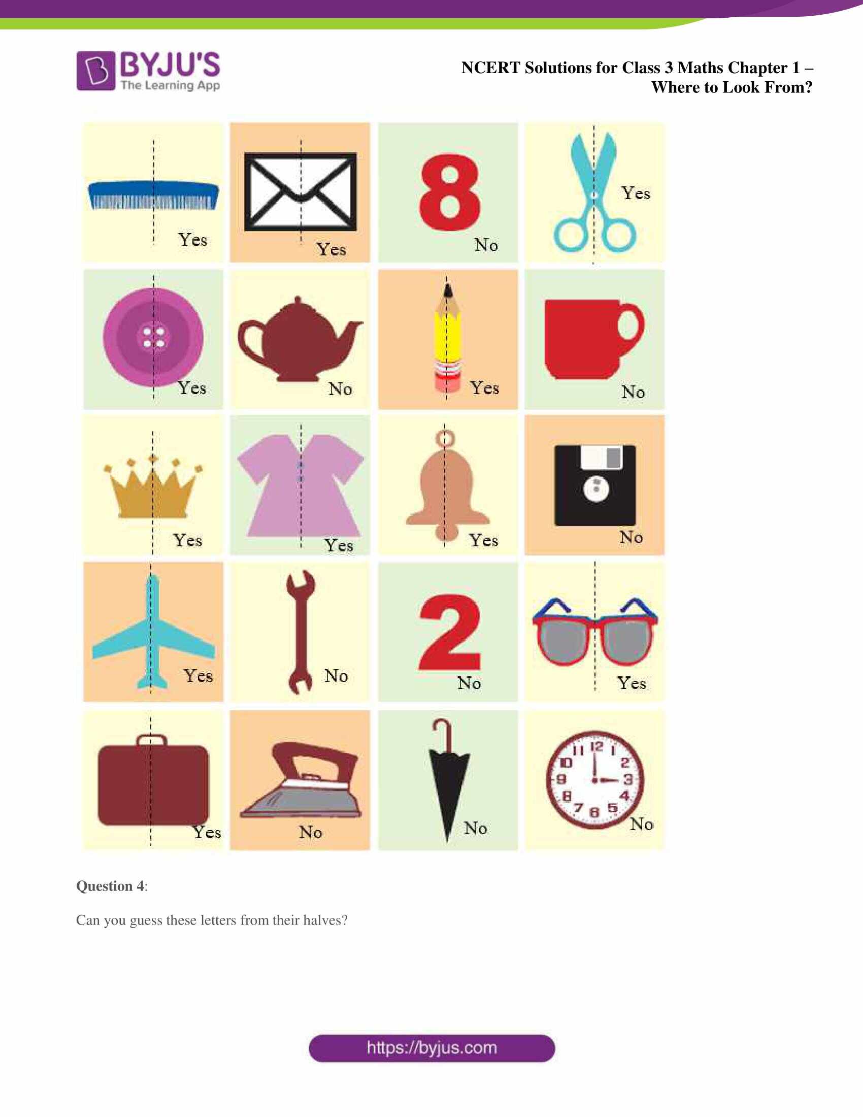 NCERT Solutions Class 3 Maths Chapter 1 Where To Look From PDF Download