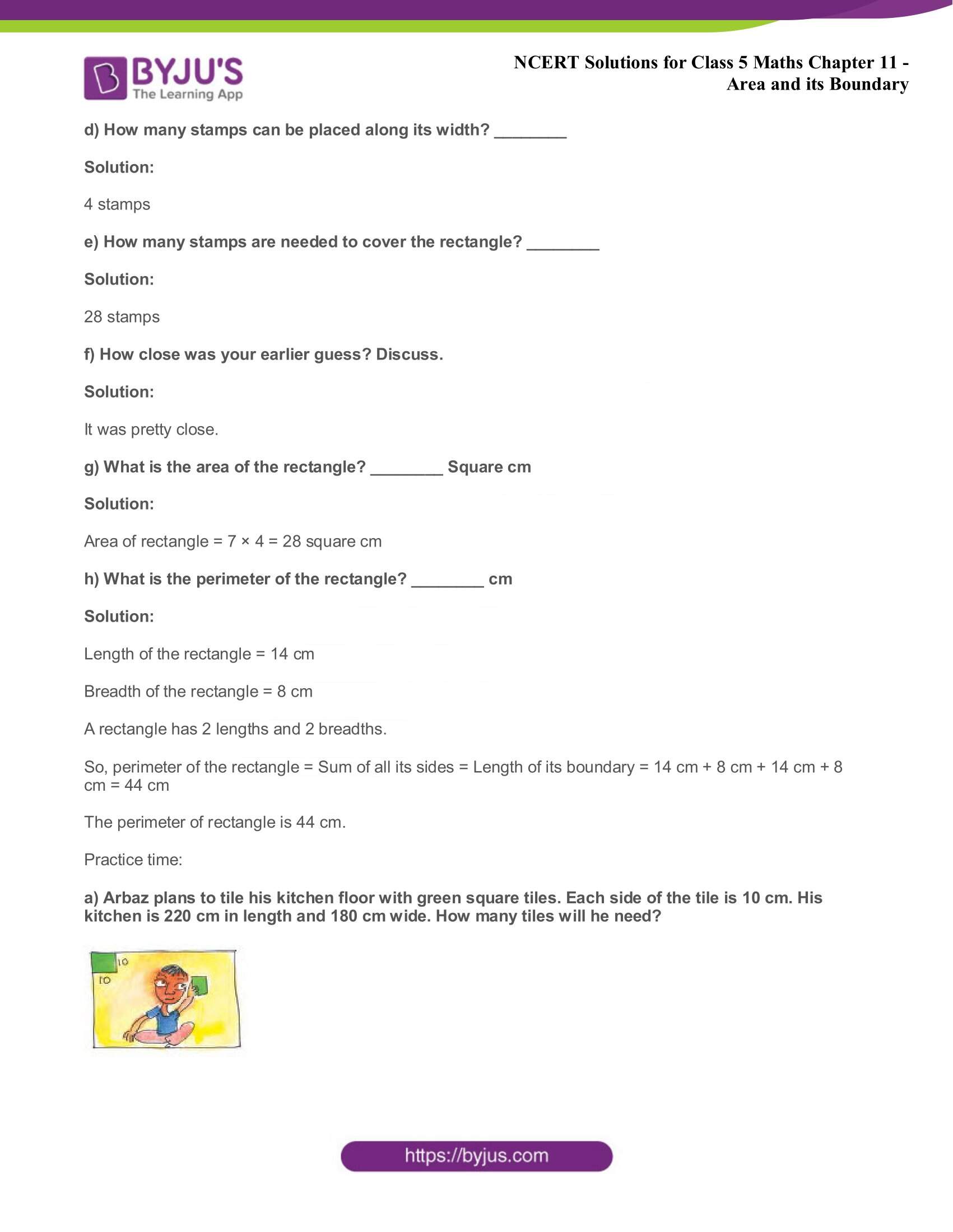 NCERT Solutions Class 5 Maths Chapter 11 Area And Its Boundary Get