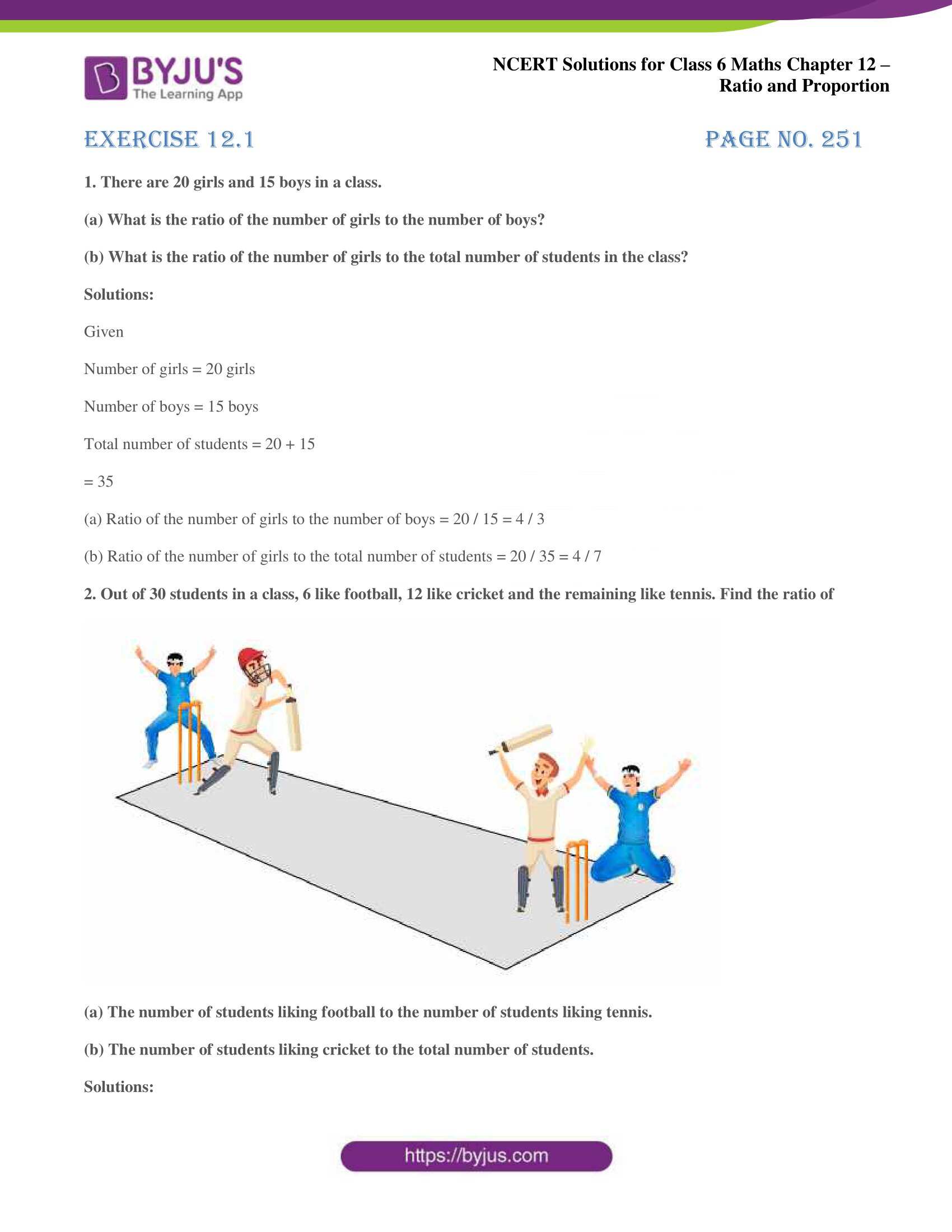 NCERT Solutions For Class 6 Maths Chapter 12 Ratio And Proportion NCERT Solutions For Class 6 Maths Chapter 12 Ratio And Proportion