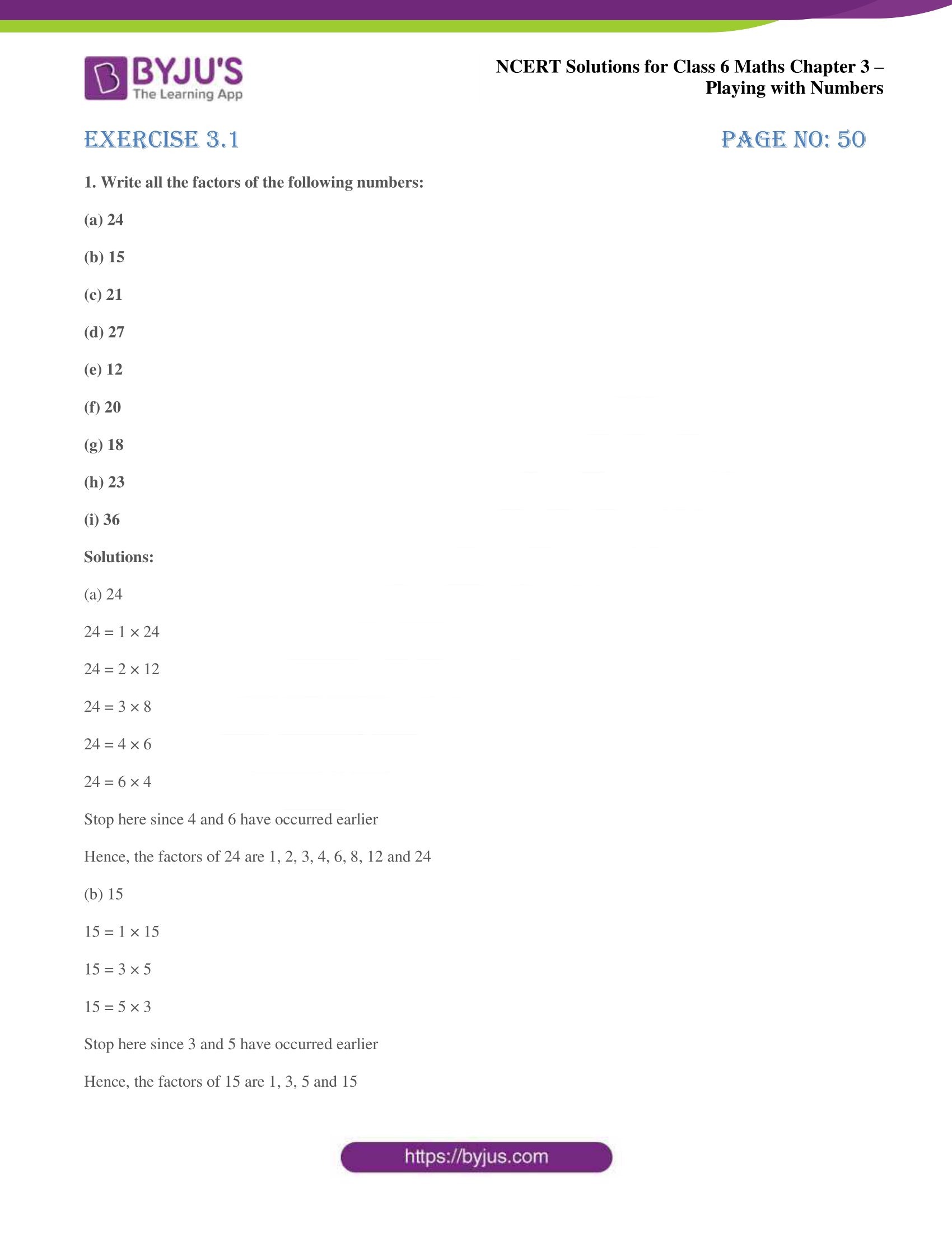 NCERT Solutions For Class 6 Maths Chapter 3 Playing With Numbers