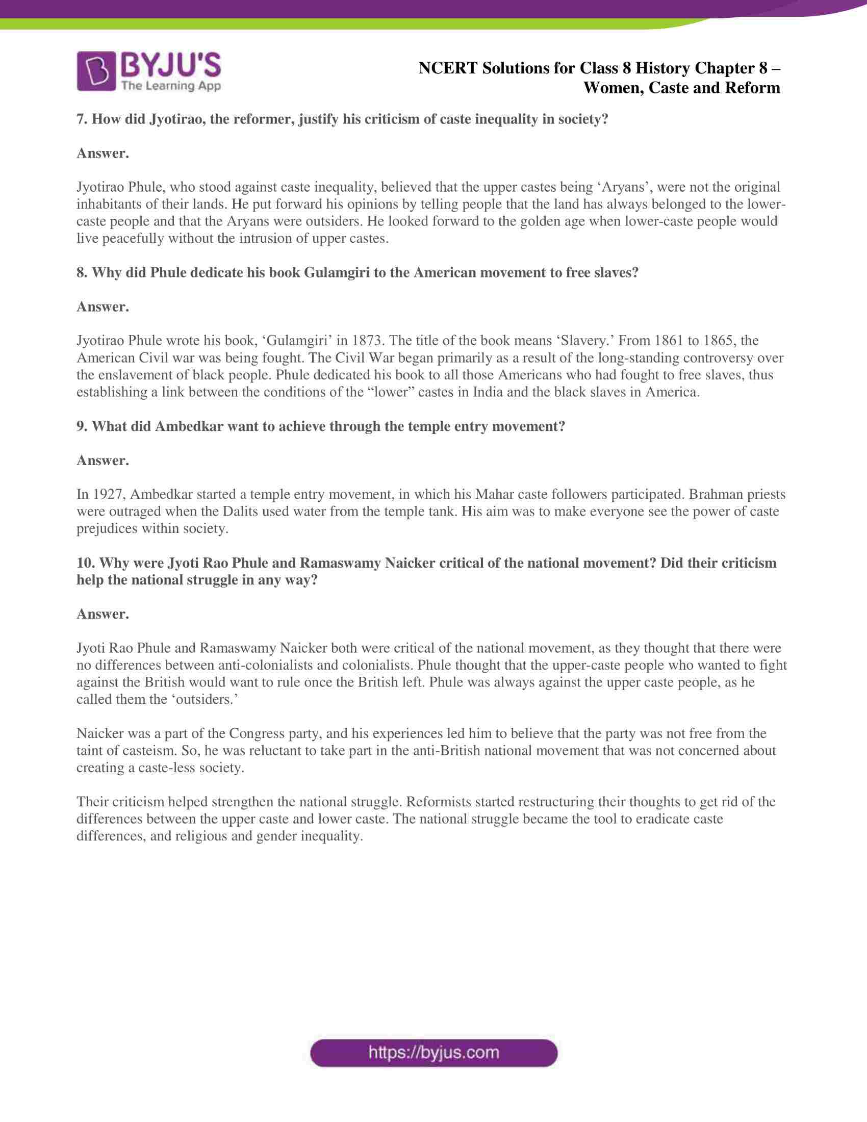 NCERT Solutions for Class 8 History Social Science Chapter 8 Women ...