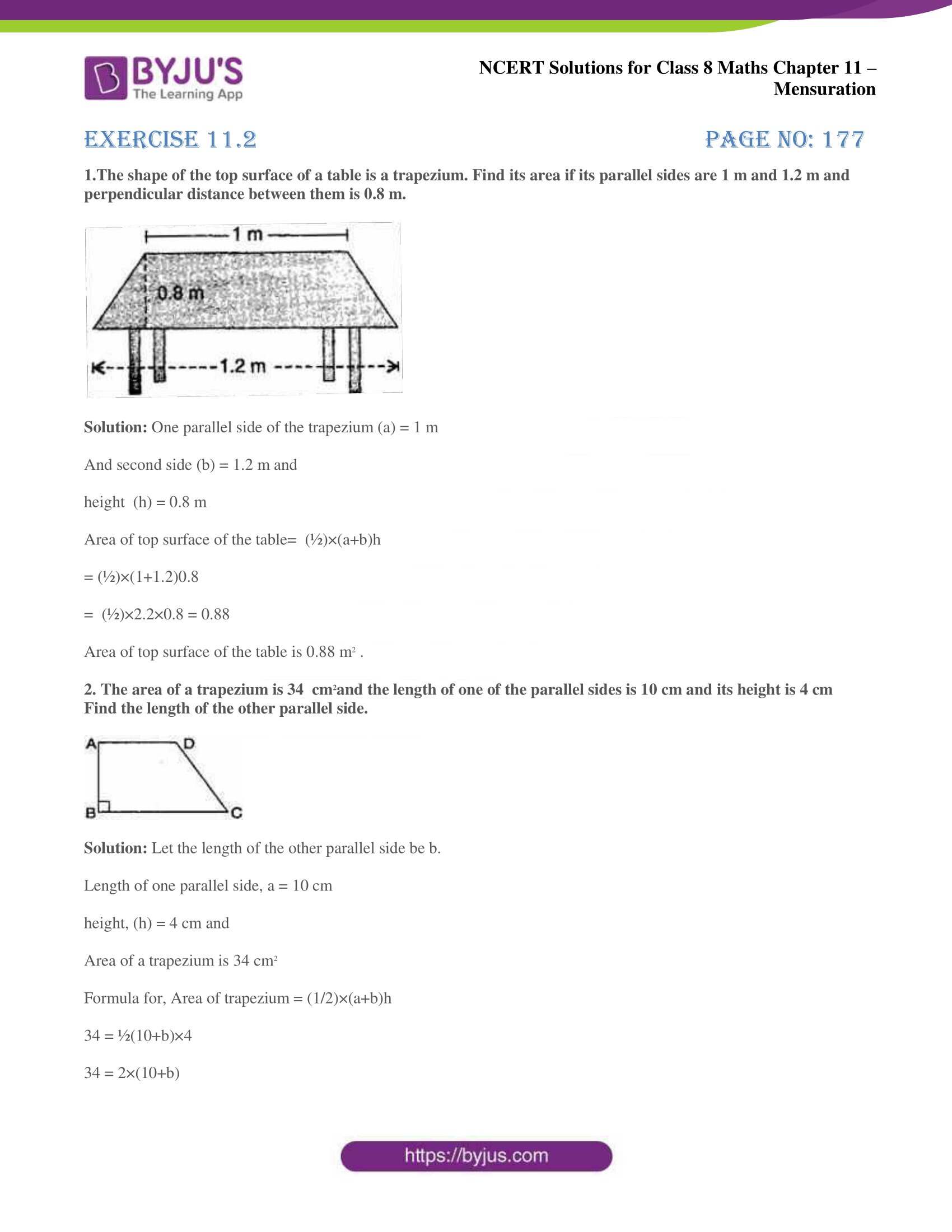 NCERT Solutions For Class 8 Maths Exercise 11 2 Chapter 11 Mensuration