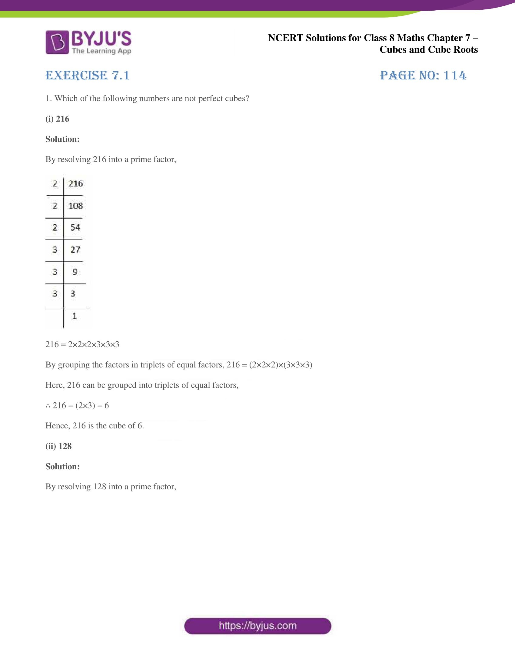 NCERT Solutions Class 8 Maths Chapter 7 Cubes And Cube Roots NCERT Solutions Class 8 Maths Chapter 7 Cubes And Cube Roots