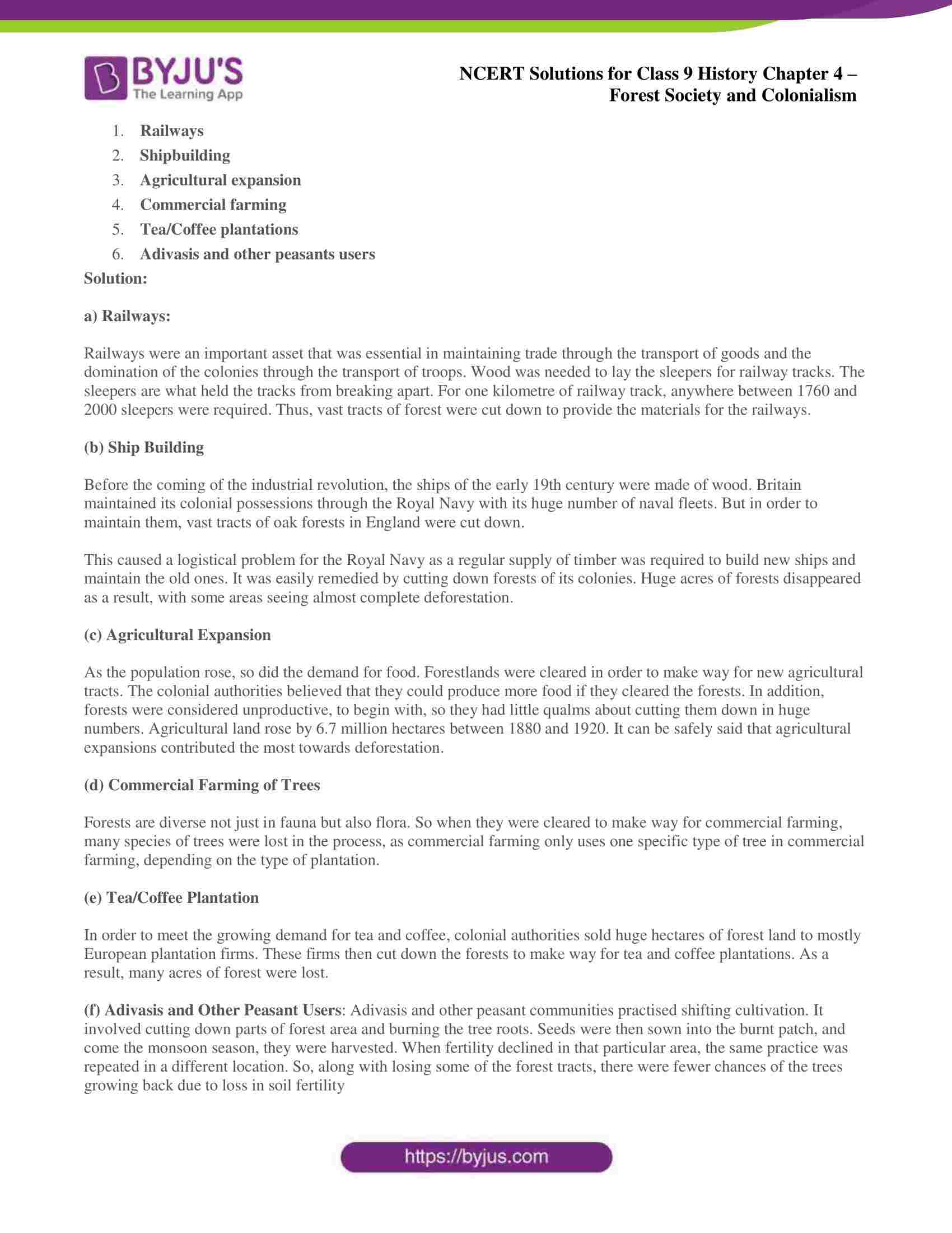 NCERT Solutions For Class 9 History Social Science Chapter 4 Forest
