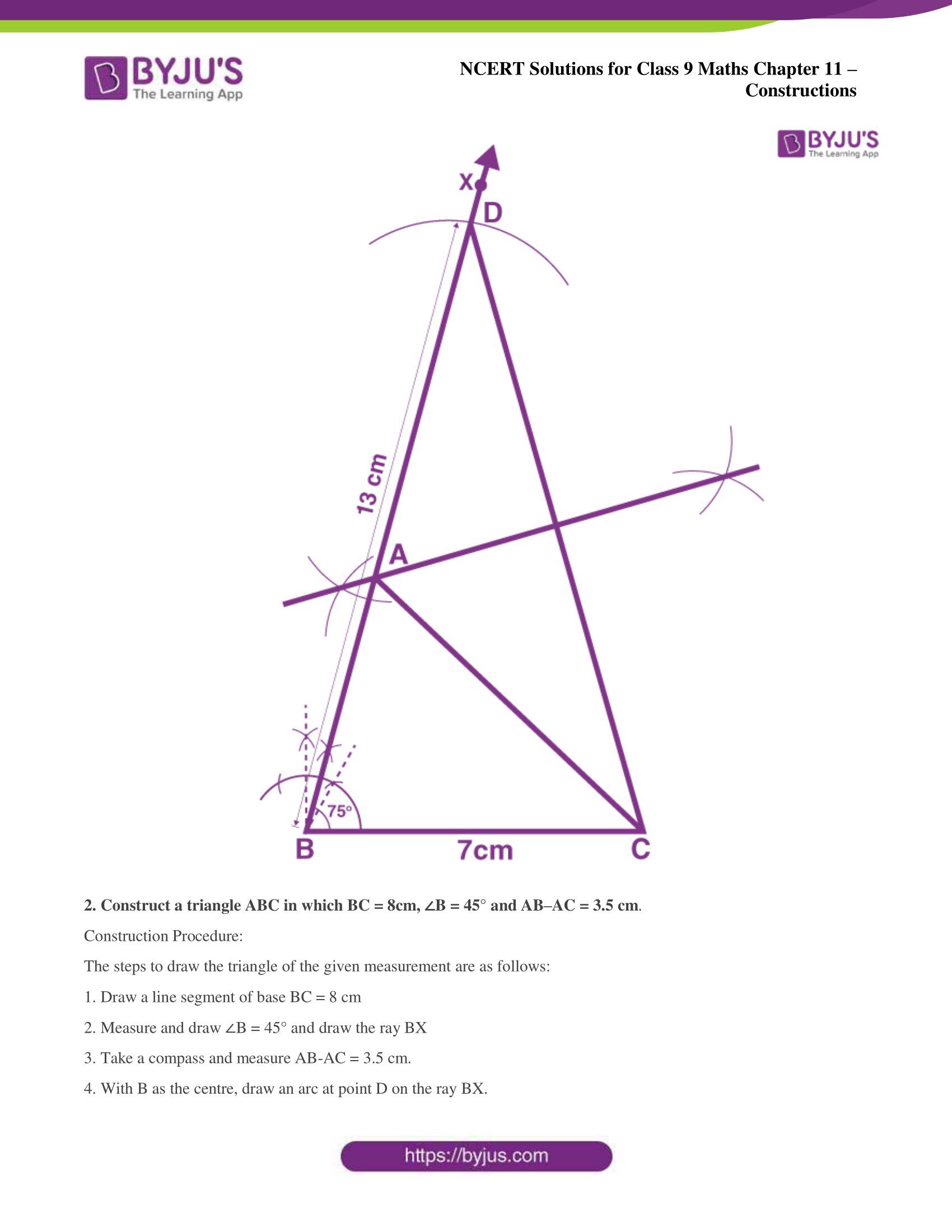 NCERT Solutions Class 9 Maths Chapter 11 Constructions - BYJU'S