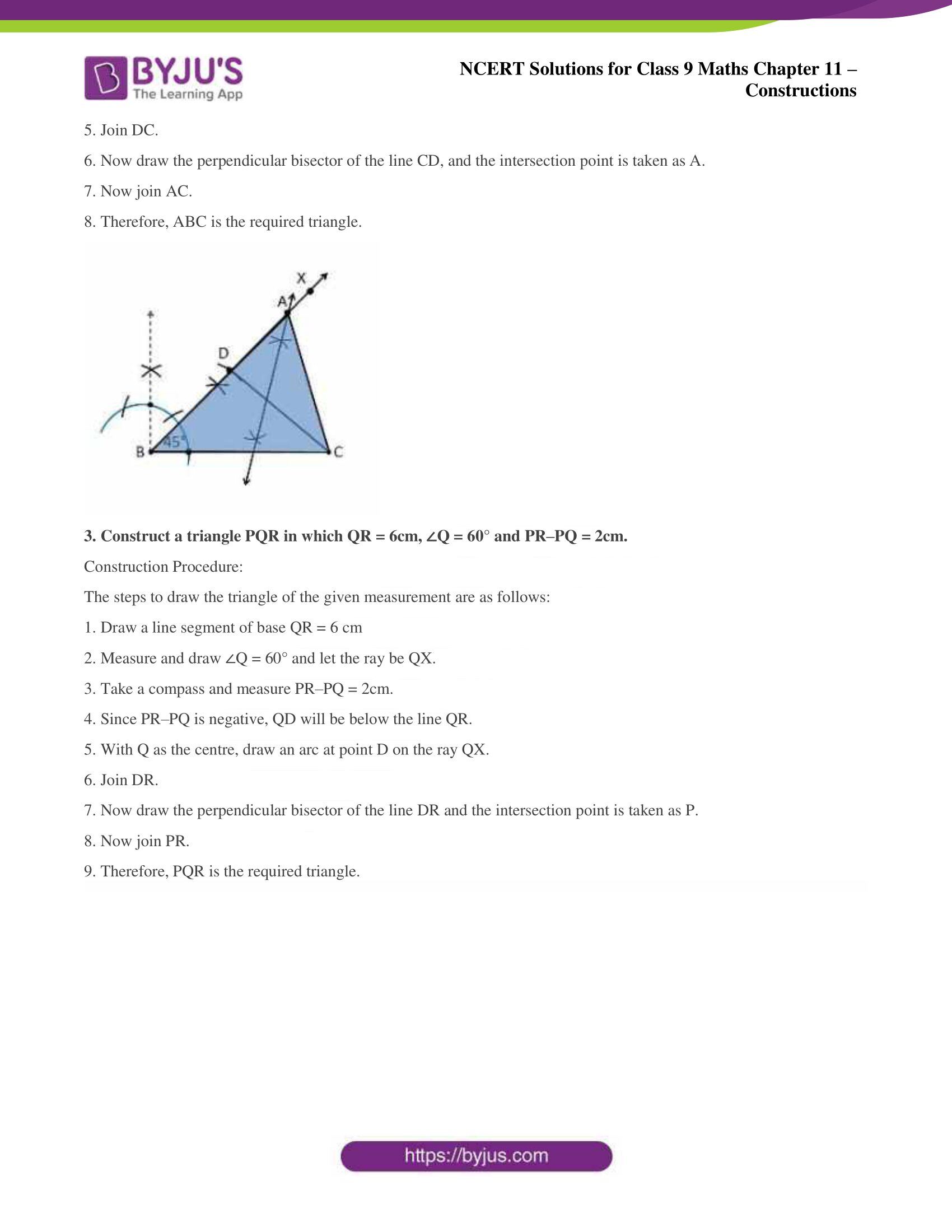 NCERT Solutions Class 9 Maths Chapter 11 Constructions - BYJU'S