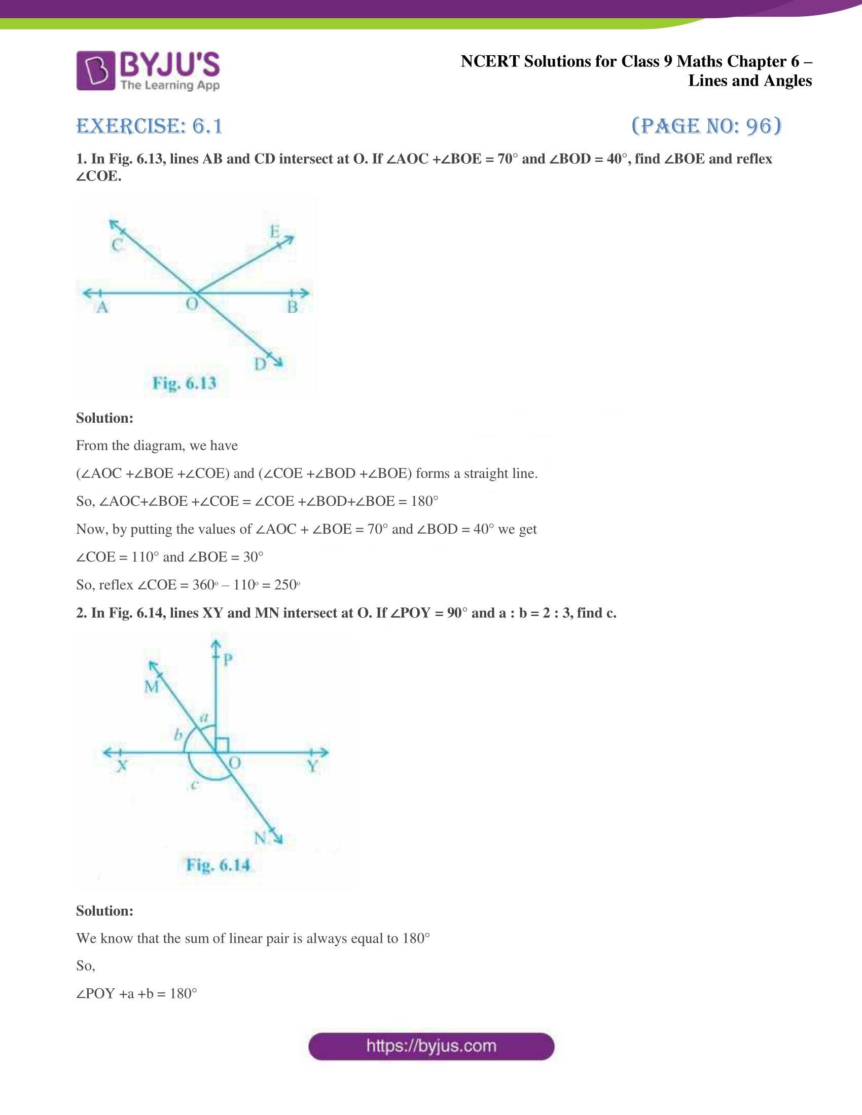 NCERT Solutions For Class 9 Maths Chapter 6 Lines And Angles NCERT Solutions For Class 9 Maths Chapter 6 Lines And Angles
