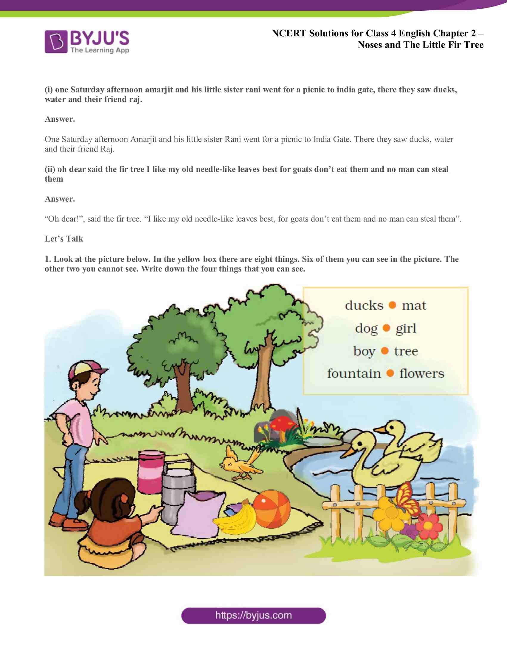 NCERT Solutions For Class 4 English Chapter 2 Noses And The Little NCERT Solutions For Class 4 English Chapter 2 Noses And The Little