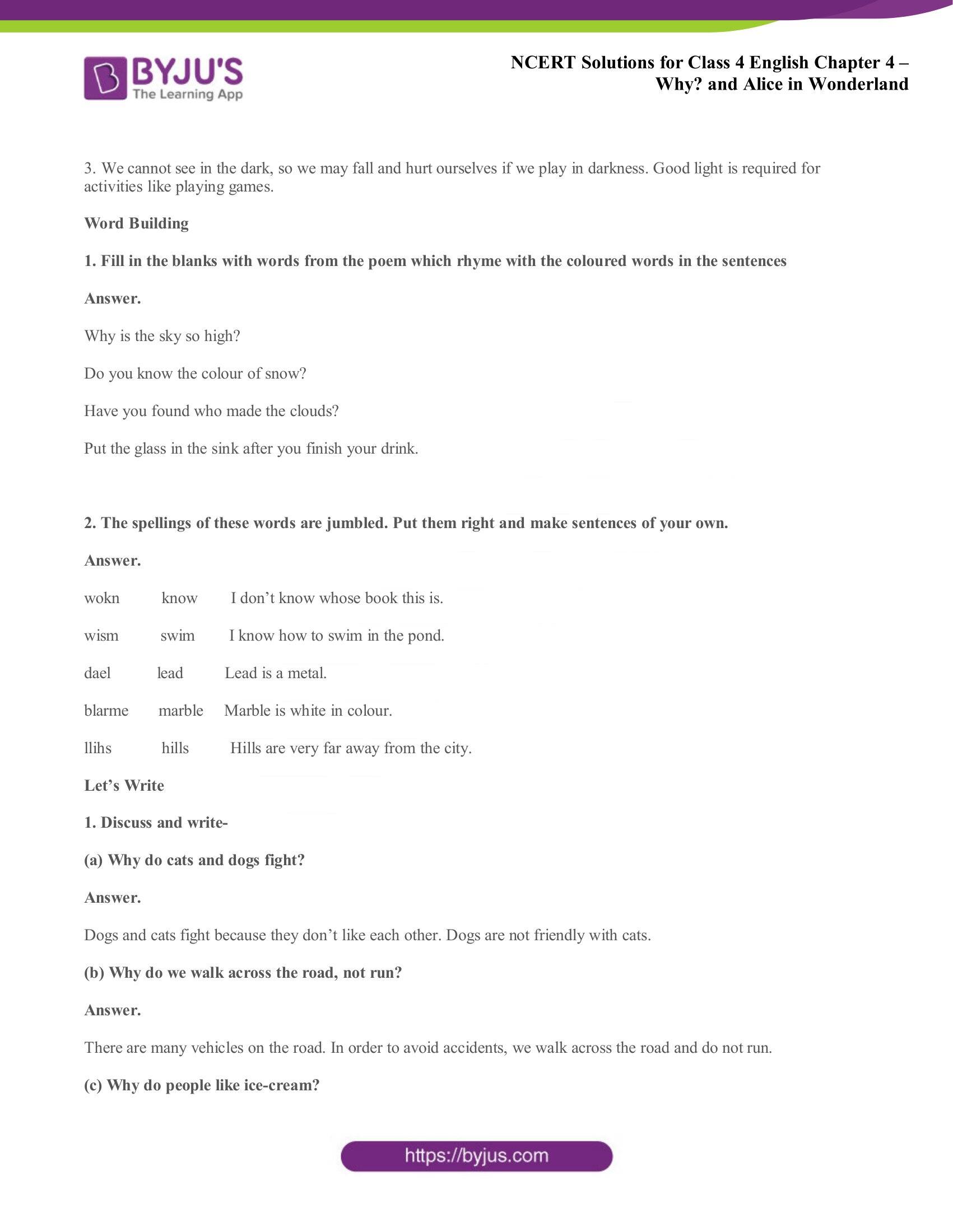 Why Poem Class 4 Question Answer Sitedoct