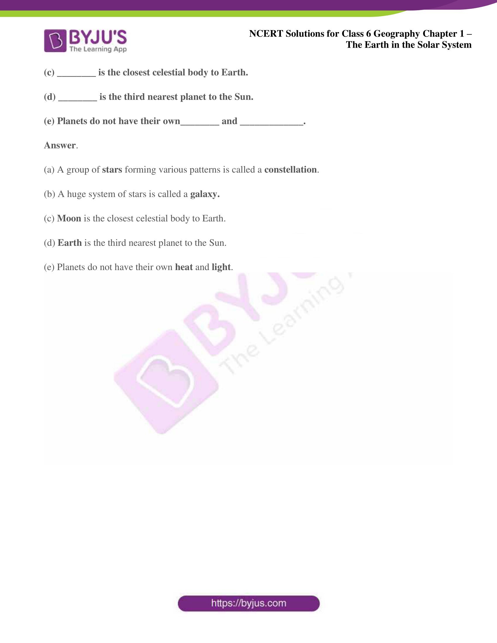 NCERT Solutions For Class 6 Geography Social Science Chapter 1 The